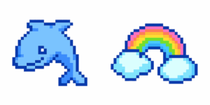 Dolphin & Rainbow Pixel Cursor - Windows Cursors - Sweezy Cursors