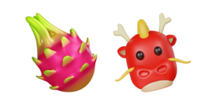 Dragon Fruit & Cute Dragon 3D Cursor - Sweezy Custom Cursors