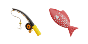 Fishing Rod & Red Fish 3D Cursor - Sweezy Custom Cursors