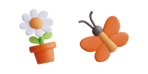 Flowerpot & Butterfly 3D Cursor - Sweezy Custom Cursors