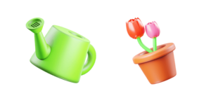 Green Watering Can & Flower Pot 3D Cursor - Sweezy Custom Cursors