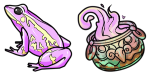 Halloween Pink Frog & Witch's Cauldron Cursor - Sweezy Custom Cursors