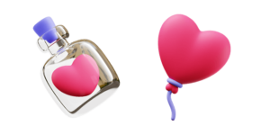 Heart in Bottle & Heart Ballon 3D Cursor - Sweezy Custom Cursors
