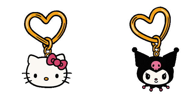 Hello Kitty & Kuromi Heart Keychains Animated Cursor - Sweezy