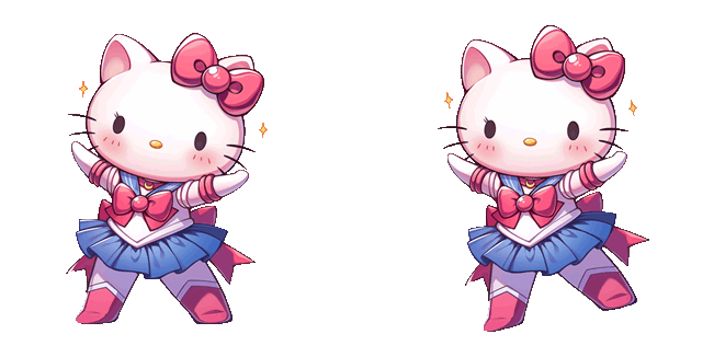 Hello Kitty & Hearts Pixel Animated Cursor - Sweezy Cursors