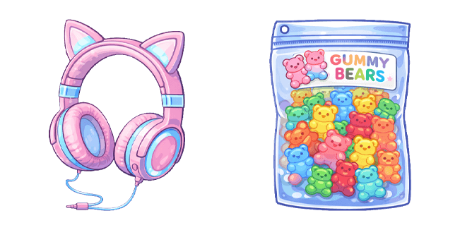 Kawaii Headphones & Gummy Bears Cursor - Sweezy Custom Cursors
