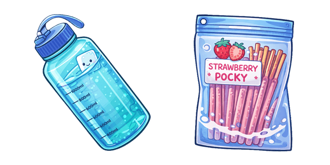 Kawaii Water Bottle & Pocky Snack Sticks Cursor - Sweezy Custom Cursors