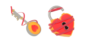 Love Key & Heart Lock 3D Cursor - Sweezy Custom Cursors