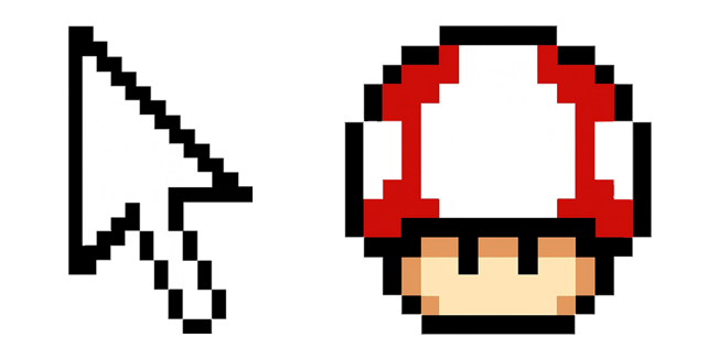 Mario Super Mushroom & Arrow Pixel Cursor - Sweezy Cursors