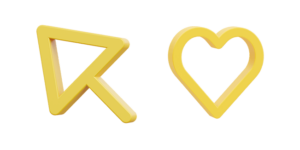 Matte Yellow Arrow & Heart 3D Cursor - Sweezy Custom Cursors