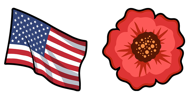 USA Independence Day Ribbon & American Flag Star Cursor