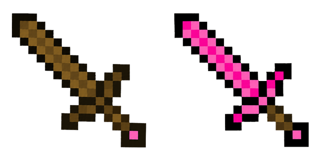 Minecraft Pink & Wooden Sword Cursor - Sweezy Custom Cursors