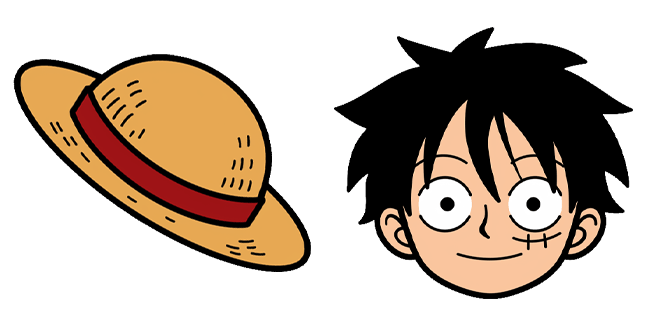 One Piece Monkey D. Luffy Face & Straw Hat Cursor - Sweezy Custom Cursors