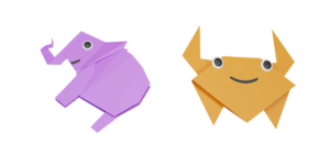 Paper Elephant & Crab 3D Cursor - Sweezy Custom Cursors