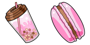 Pink Bubble Tea & Macaroon Cursor - Food Cursor - Sweezy Cursor
