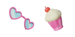 Pink Party Glasses & Cupcake 3D Cursor - Sweezy Custom Cursors
