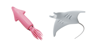 Pink Squid & White Manta Ray 3D Cursor - Sweezy Custom Cursors