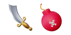 Pirate Sword & Red Bomb 3D Cursor - Sweezy Custom Cursors