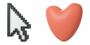 Pixel Arrow & Heart 3D Cursor - 3d Cursors - Sweezy Custom Cursors