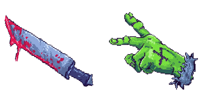 Pixel Bloody Knife & Zombie Hand Cursor - Sweezy Custom Cursors