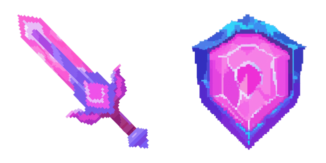 Pixel Crystal Sword & Royal Shield Cursor - Sweezy Custom Cursors