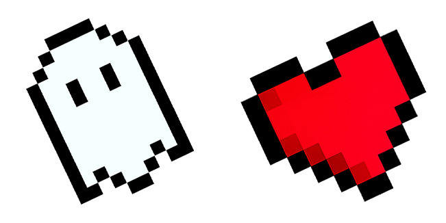 Pixel Ghost & Heart Retro Cursor - Sweezy Custom Cursors