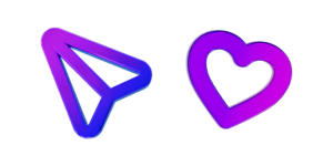Purple-Blue Smooth Gradient Arrow & Heart 3D Cursor - Sweezy Custom Cursors