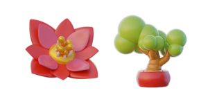 Red Blossom Flower & Bonsai Tree 3D Cursor - Sweezy Custom Cursors