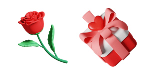 Red Rose & Lovely Gift 3D Cursor - Sweezy Custom Cursors