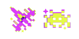 Retro Fighter Jet & Pixelated Space Alien 3D Cursor - Sweezy Custom Cursors