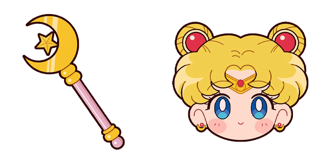 Sailor Moon Chibi Sailor Moon Wand & Face Cursor - Sweezy Custom Cursors
