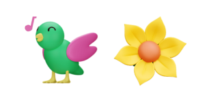 Spring Singing Bird & Bright Flower 3D Cursor - Sweezy Custom Cursors