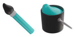 Turquoise Paint & Bucket 3D Cursor - Sweezy Custom Cursors