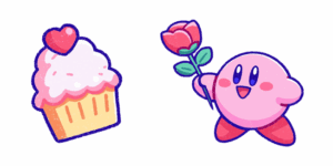 Valentine's Day Kirby with Rose & Cupcake Cursor - Sweezy Cursor