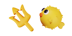 Yellow Trident & Puffer Fish 3D Cursor - Sweezy Custom Cursors