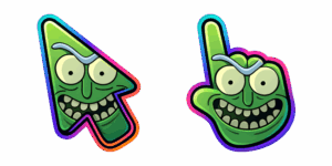 Green Pickle Rick Rainbow Arrow Cursor - Sweezy Custom Cursors