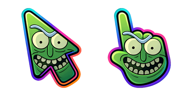 Green Pickle Rick Rainbow Arrow Cursor - Sweezy Custom Cursors