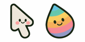 Kawaii Arrow & Rainbow Drop Cursor - Sweezy Custom Cursors